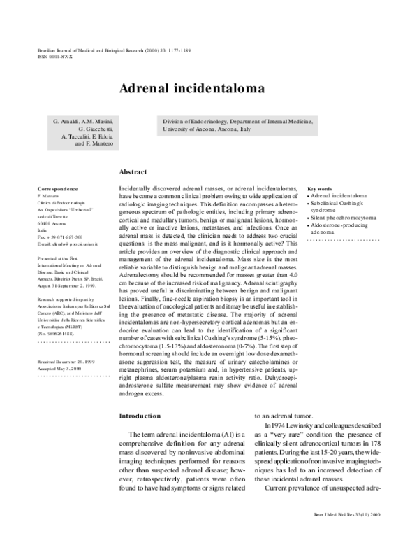 (PDF) Adrenal incidentaloma