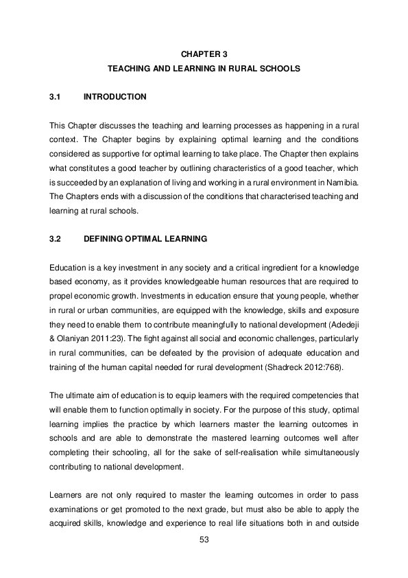 (PDF) CHAPTER 3 TEACHING AND LEARNING IN RURAL SCHOOLS