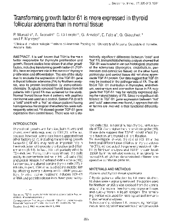(PDF) Transforming growth factor-ß1 is more expressed in thyroid follicular adenoma than in ...