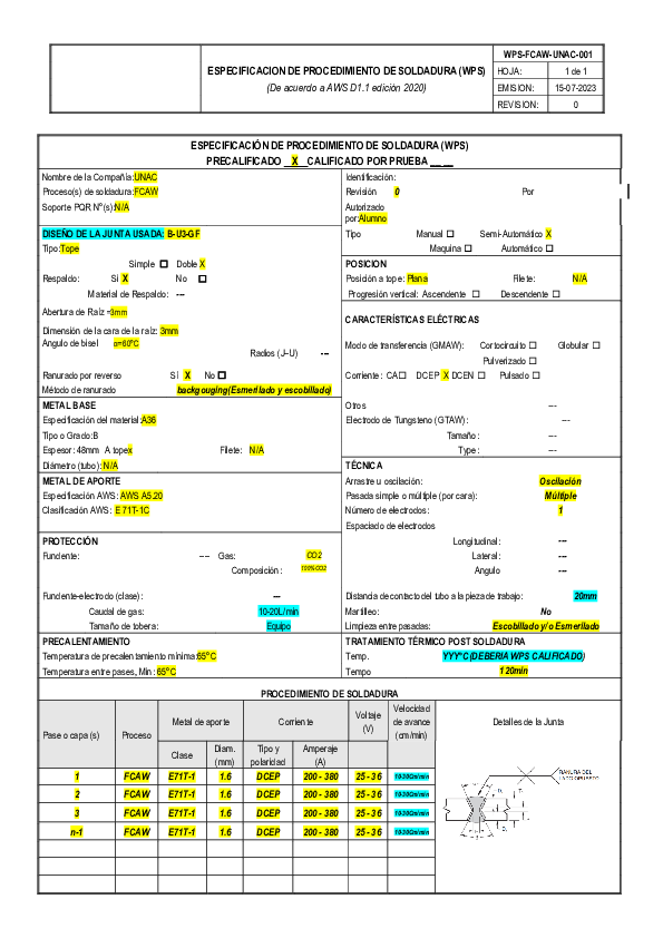 (PDF) ESPECIFICACION DE PROCEDIMIENTO DE SOLDADURA (WPS) HOJA