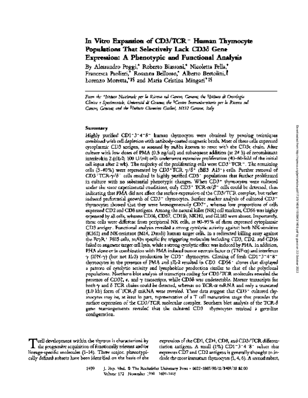 (PDF) In vitro expansion of CD3/TCR- human thymocyte populations that ...