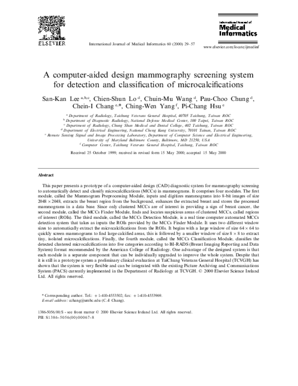 Pdf A Computer Aided Design Mammography Screening System For Detection And Classification Of 2239