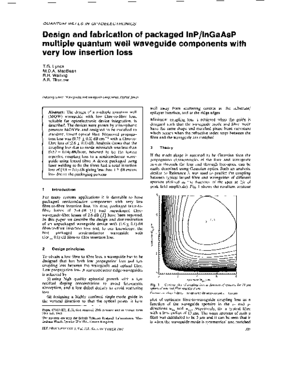 (PDF) QUANTUM WELLS IN OPTOELECTRONICS: Design and fabrication of packaged InP/InGaAsP multiple ...