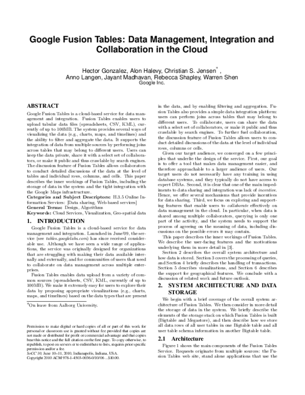 (PDF) Google fusion tables | Christian S. Jensen - Academia.edu