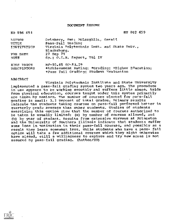 (PDF) Pass-Fail Grading