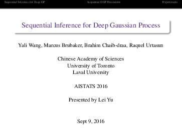 (PDF) Sequential Inference for Deep Gaussian Process