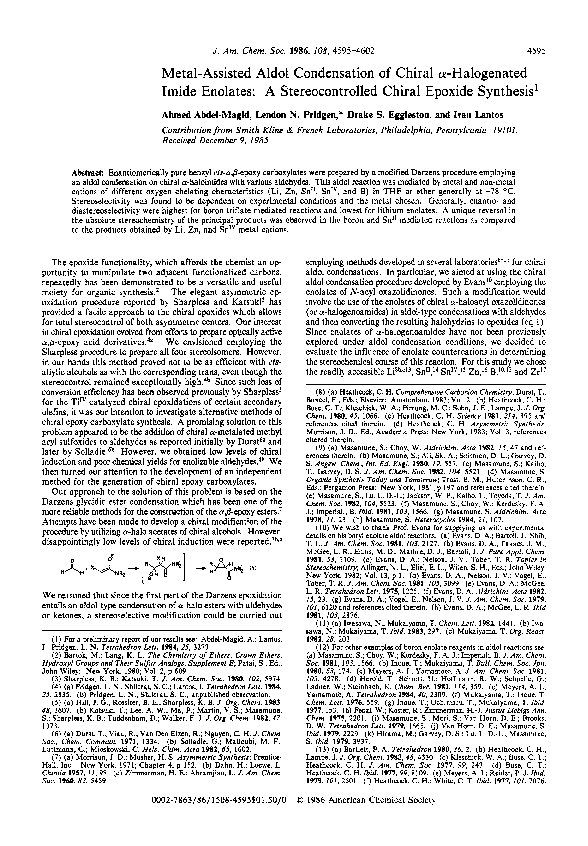 (PDF) Metal-assisted aldol condensation of chiral .alpha.-halogenated ...
