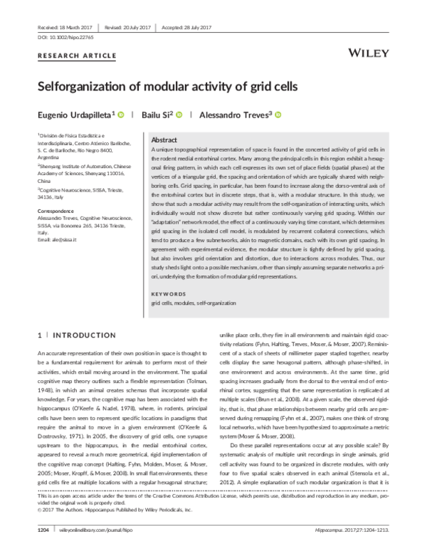 (PDF) Selforganization of modular activity of grid cells