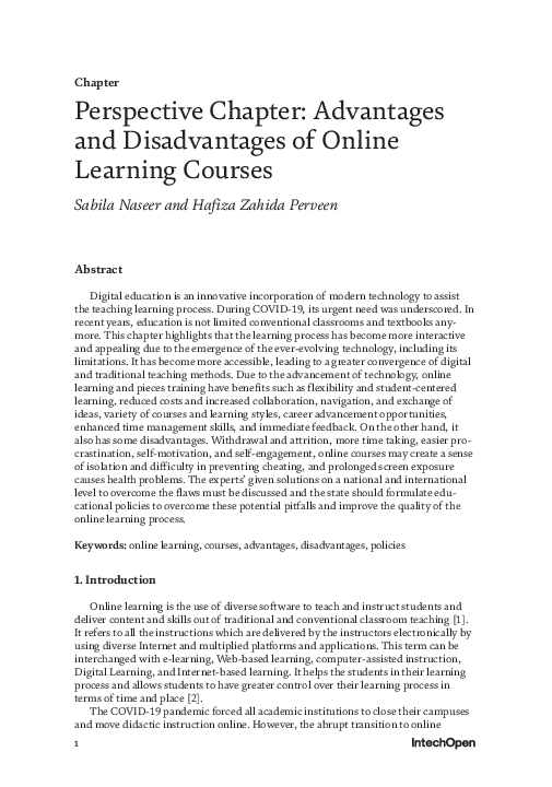 (PDF) Perspective chapter: Advantages and Disadvantages of Online ...