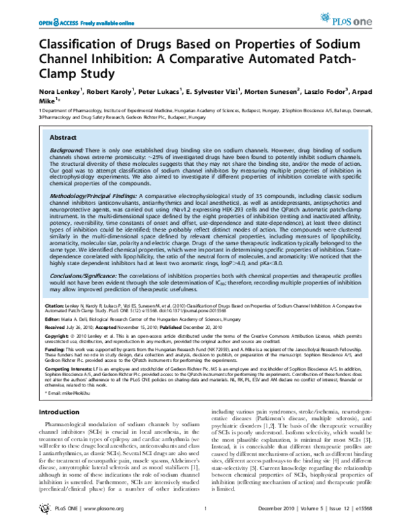 (PDF) Classification of Drugs Based on Properties of Sodium Channel ...