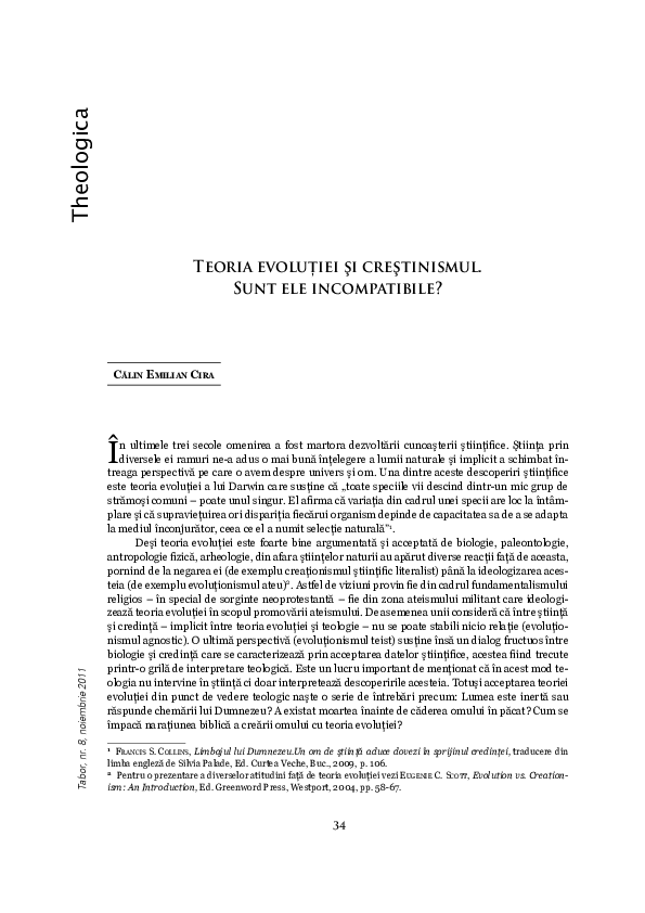(PDF) Calin Cira Teoria Evolutiei Si Crestinismul