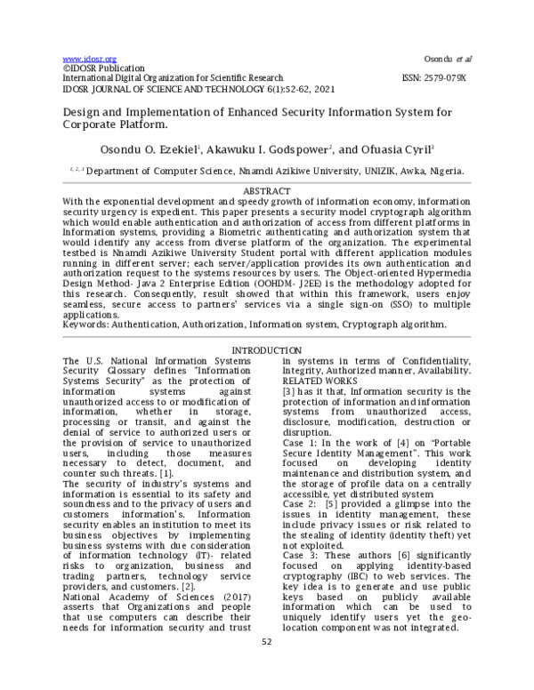 (PDF) Design and Implementation of Enhanced Security Information System for Corporate Platform