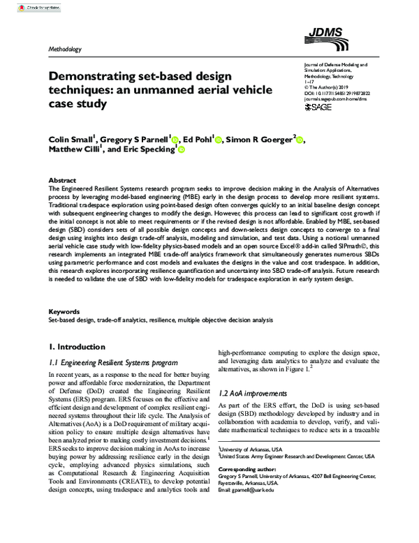 (PDF) Demonstrating set-based design techniques: an unmanned aerial vehicle case study