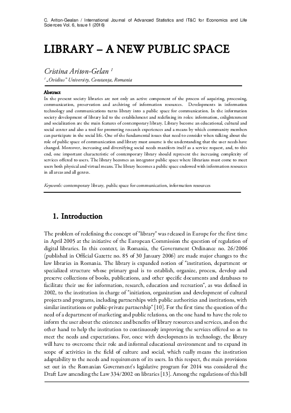 Pdf Library A New Public Space