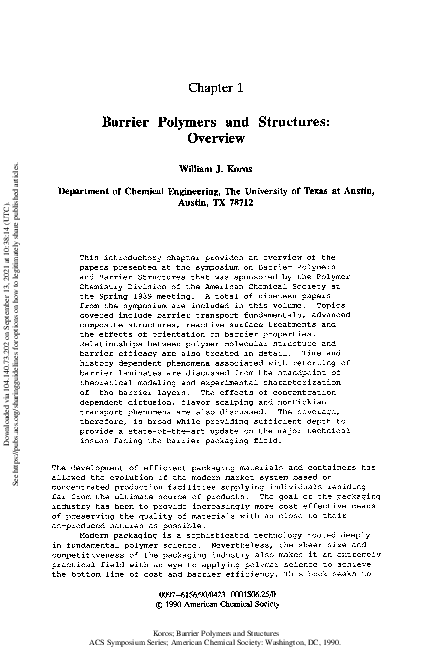 (PDF) Barrier Polymers and Structures: Overview