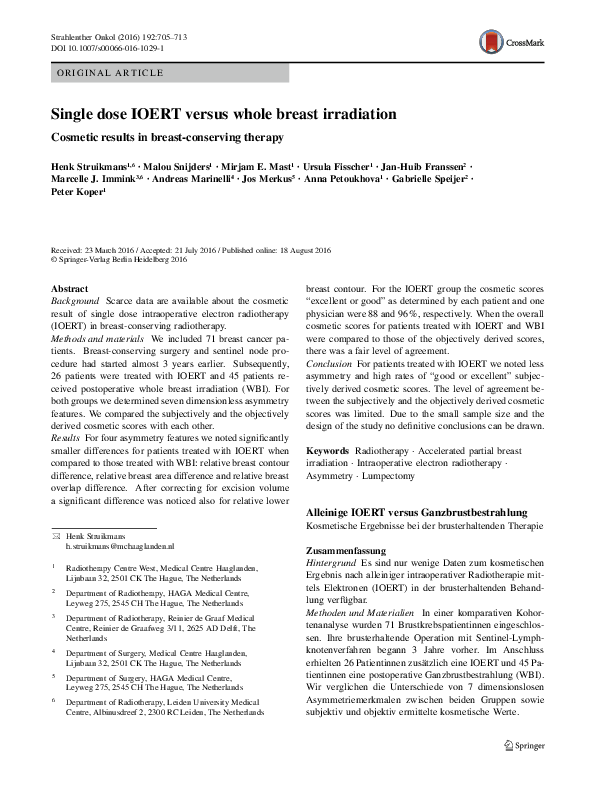(PDF) Single dose IOERT versus whole breast irradiation