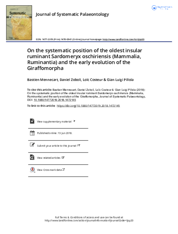 (PDF) On the systematic position of the oldest insular ruminant ...