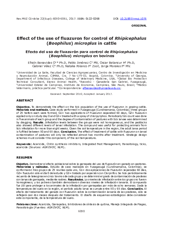 (PDF) Efecto del uso de fluazurón para control de Rhipicephalus ...
