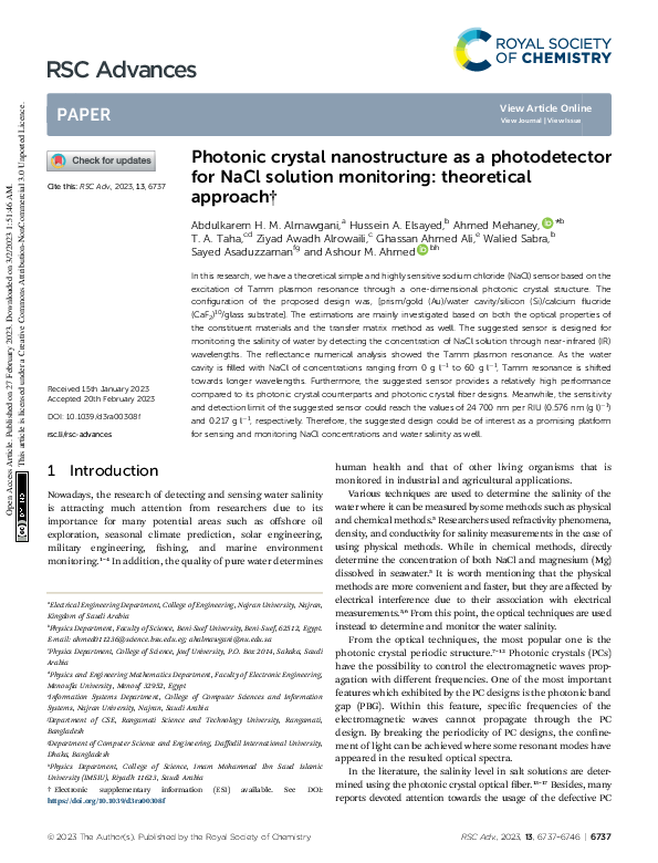 (PDF) Photonic crystal nanostructure as a photodetector for NaCl solution monitoring ...