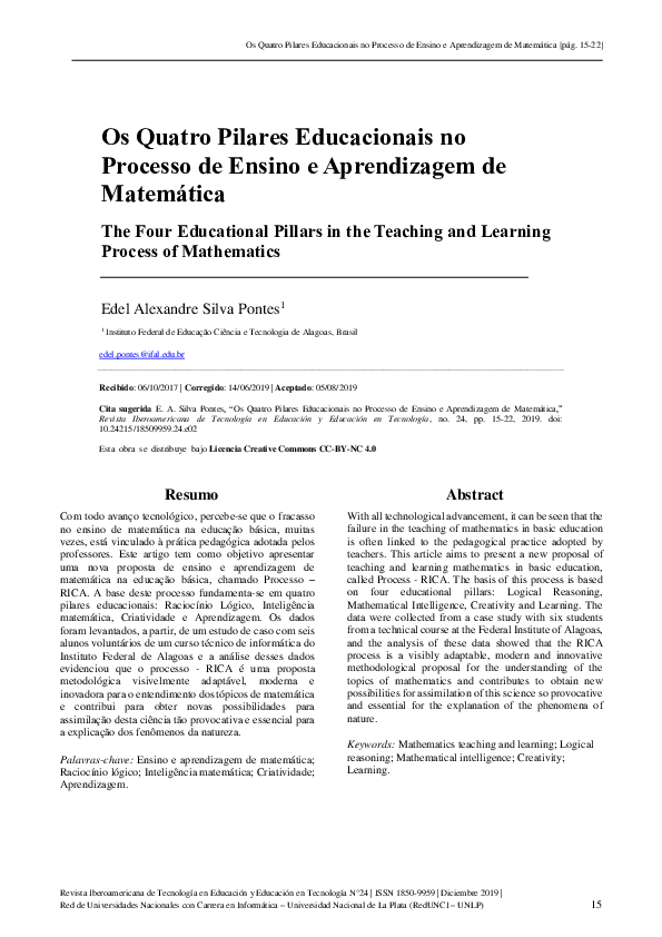 (PDF) The Four Educational Pillars in the Teaching and Learning Process ...