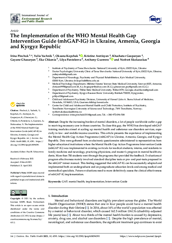 (PDF) The Implementation of the WHO Mental Health Gap Intervention ...