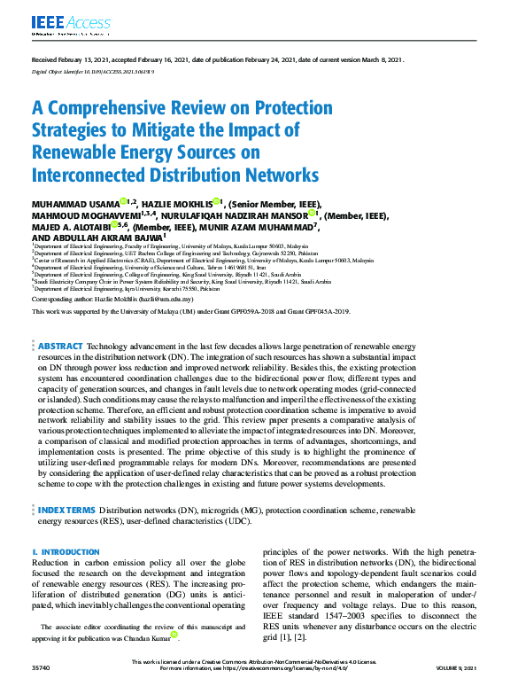 Pdf A Comprehensive Review On Protection Strategies To Mitigate The Impact Of Renewable Energy