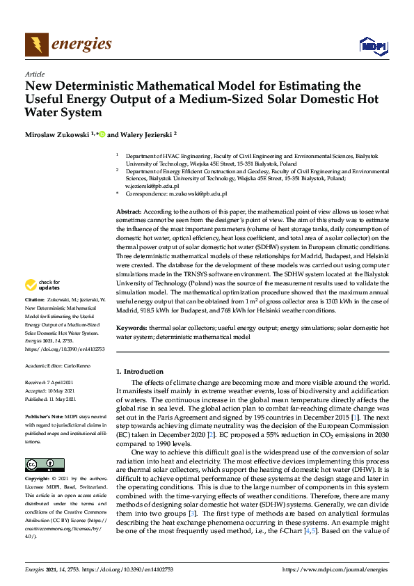 (PDF) New Deterministic Mathematical Model for Estimating the Useful Energy Output of a Medium ...