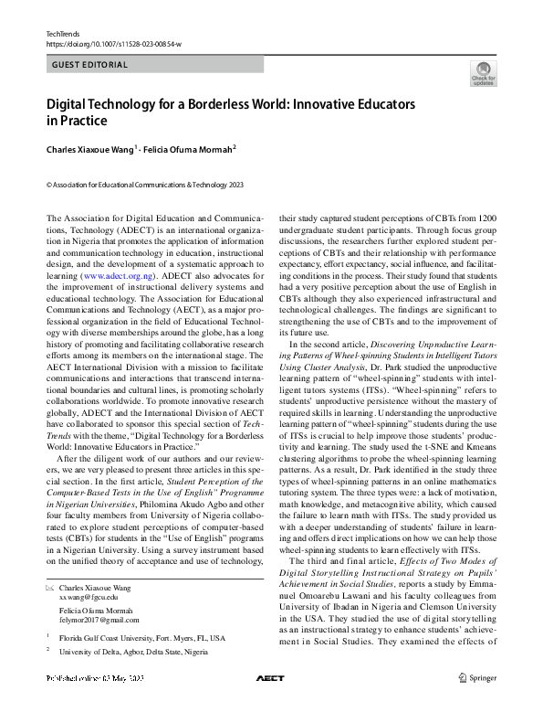(PDF) Digital Technology for a Borderless World: Innovative Educators ...