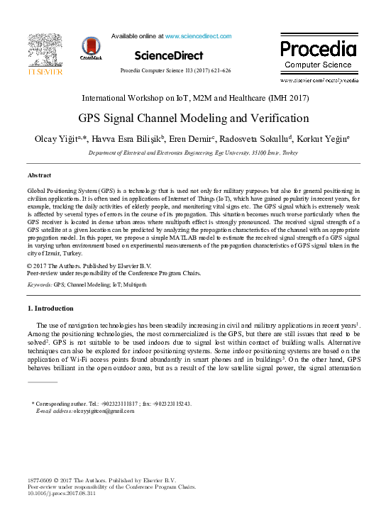 (PDF) GPS Signal Channel Modeling and Verification