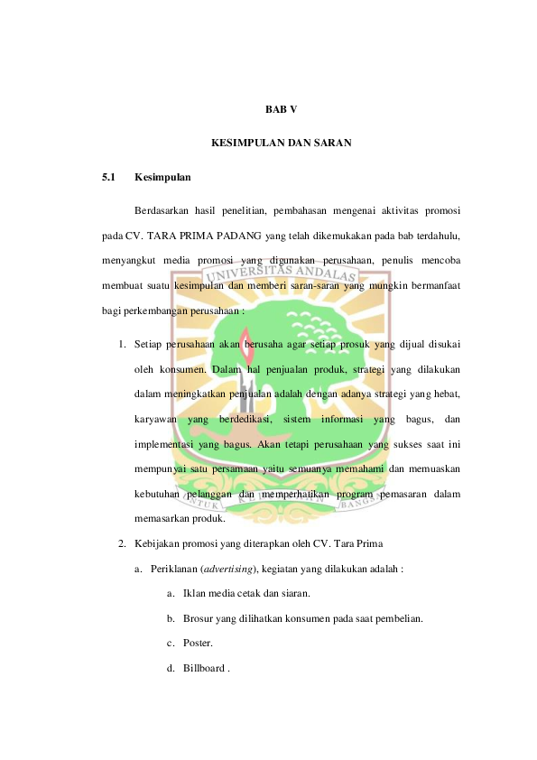 (PDF) Aktivitas Promosi Pada CV. Tara Prima Padang