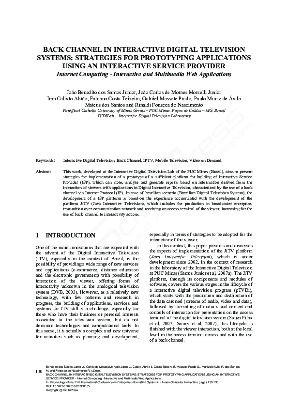 (PDF) BACK CHANNEL IN INTERACTIVE DIGITAL TELEVISION SYSTEMS ...