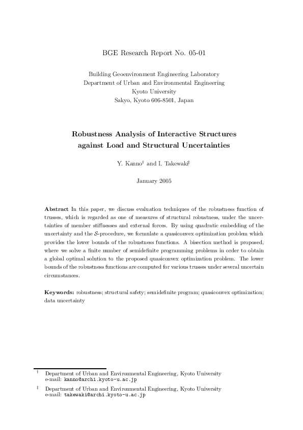 (PDF) Robustness Analysis of Interactive Structures against Load and Structural Uncertainties