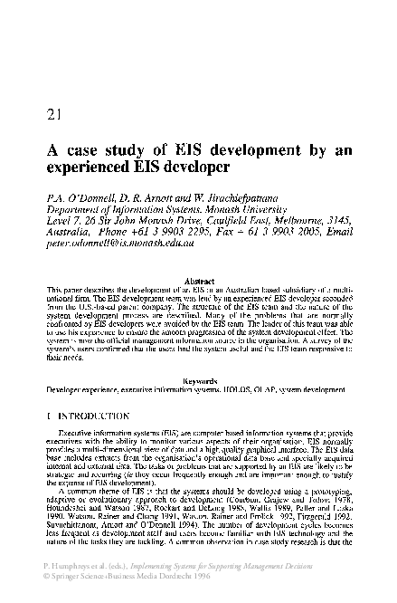 (PDF) A case study of EIS development by an experienced EIS developer