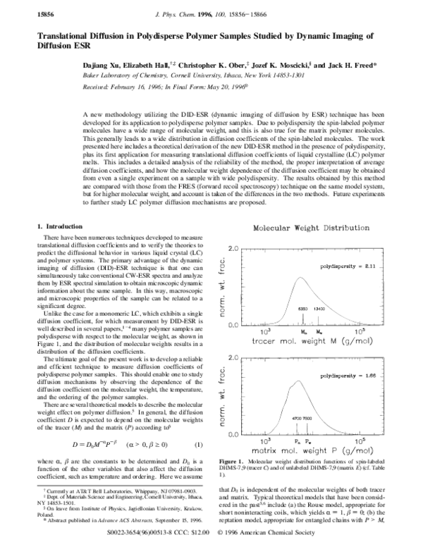 (PDF) Translational Diffusion in Polydisperse Polymer Samples Studied ...