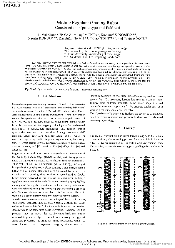 (PDF) 1A1-G03 Mobile Eggplant Grading Robot : Construction of prototype ...