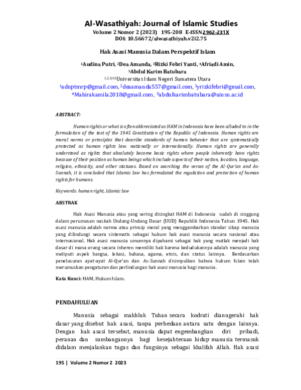 (PDF) Hak Asasi Manusia Dalam Perspektif Islam