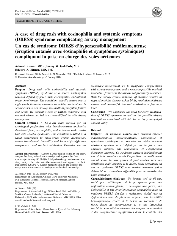 (PDF) A case of drug rash with eosinophilia and systemic symptoms ...