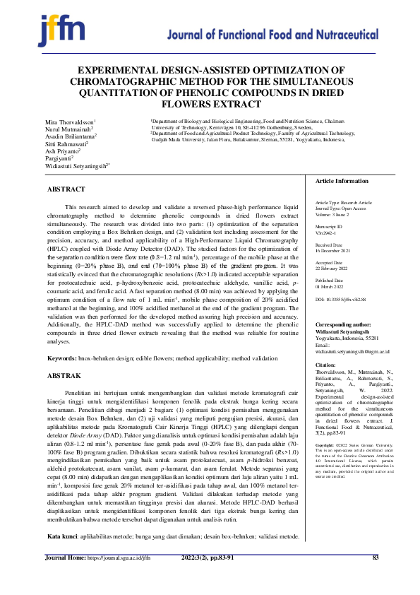 Pdf Experimental Design Assisted Optimization Of Chromatographic Method For The Simultaneous