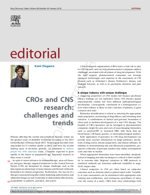 (PDF) CROs and CNS research: challenges and trends