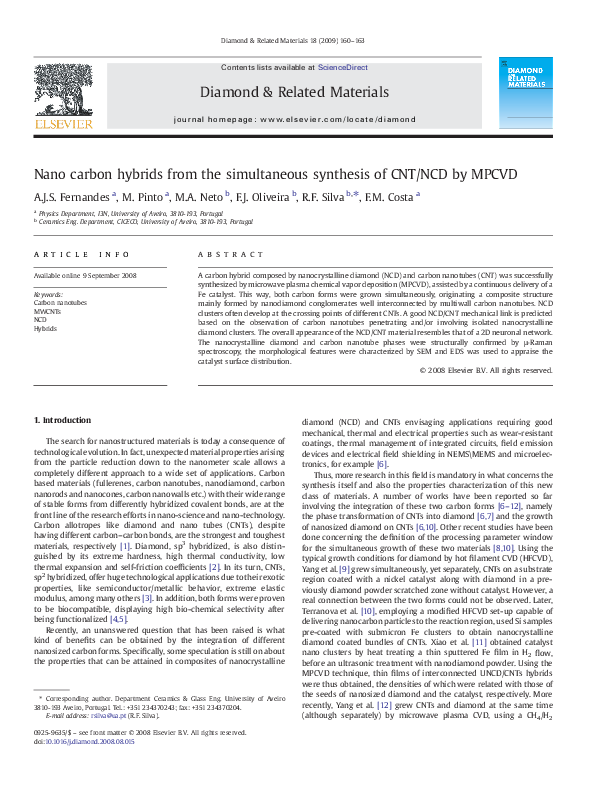 (PDF) Nano carbon hybrids from the simultaneous synthesis of CNT/NCD by ...