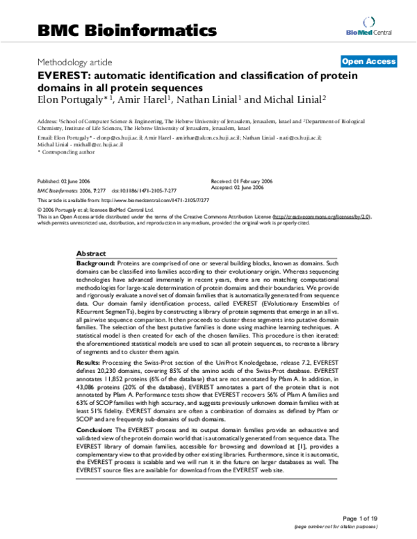 (PDF) BMC Bioinformatics Methodology article EVEREST: automatic identification and ...
