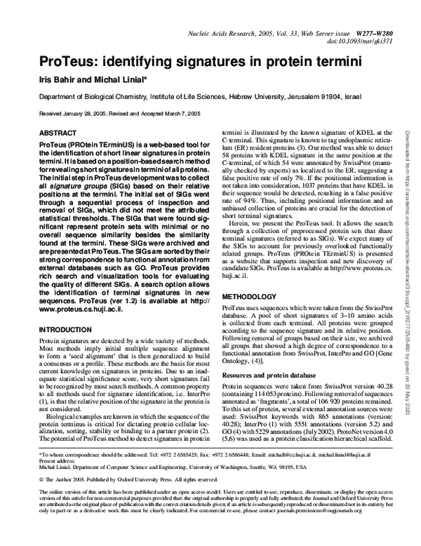 (PDF) ProTeus: identifying signatures in protein termini