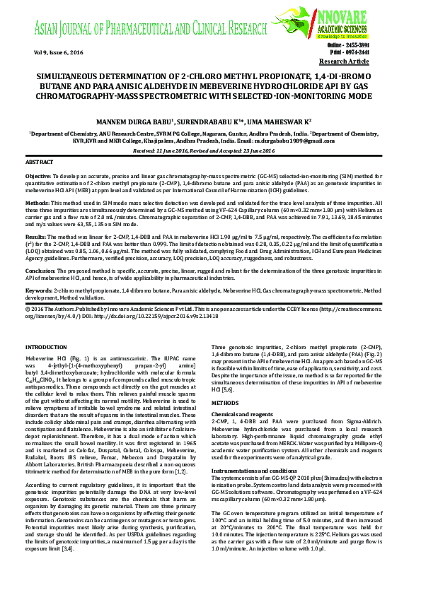 (PDF) Simultaneous Determination of 2-CHLORO Methyl Propionate, 1,4-DI ...