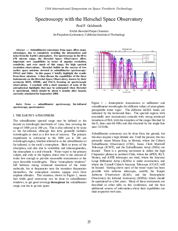 (PDF) Spectroscopy with the Herschel Space Observatory
