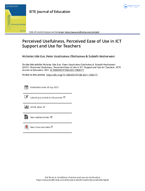 (PDF) Perceived Usefulness, Perceived Ease of Use in ICT Support and ...