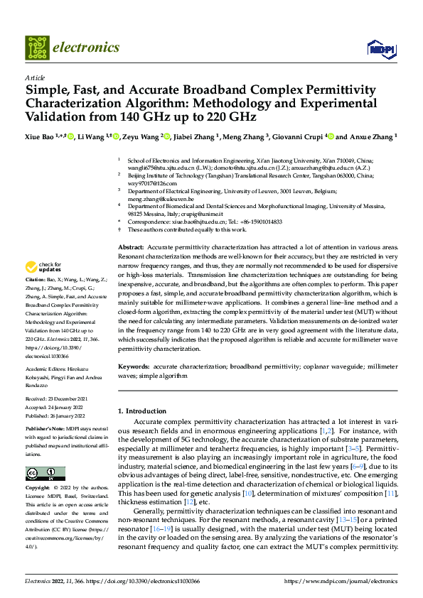 (PDF) Simple, Fast, and Accurate Broadband Complex Permittivity ...