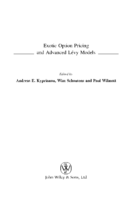 (PDF) Exotic Option Pricing and Advanced Lévy Models