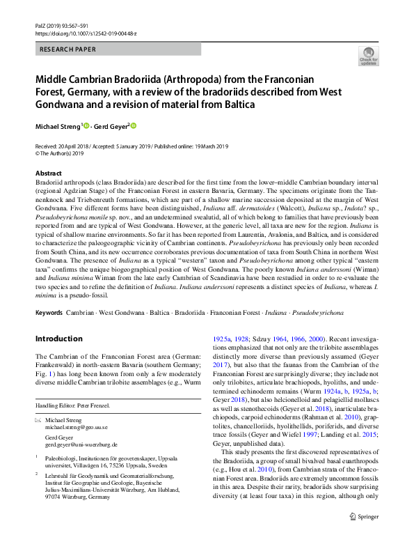 (PDF) Middle Cambrian Bradoriida (Arthropoda) from the Franconian ...
