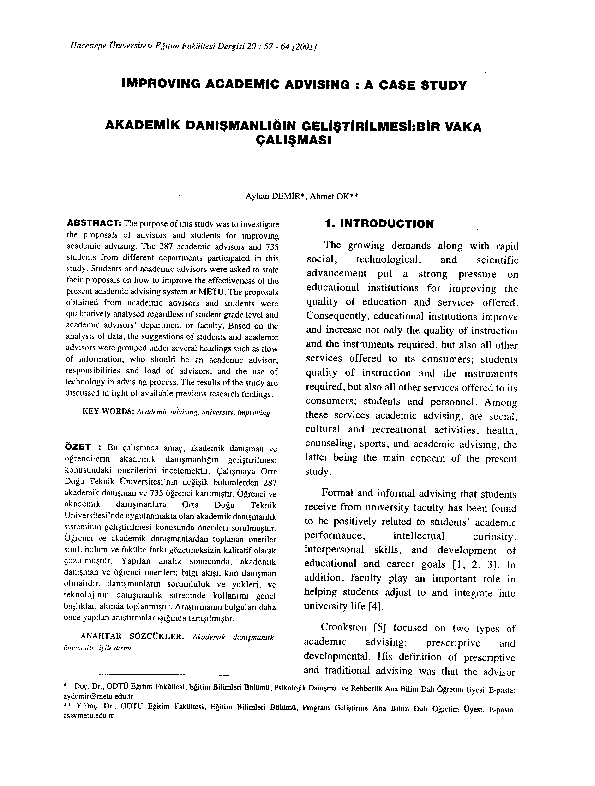 (PDF) Improving academic advising: a case study