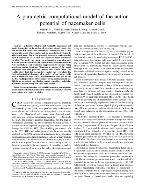 (PDF) A Parametric Computational Model of the Action Potential of ...